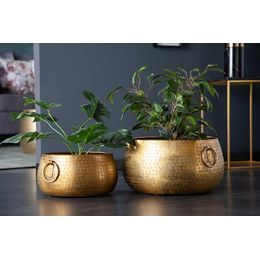 Riess Ambiente Handgefertigte Schalen 2er Set ORIENT gold Blumentopf im Hammerschlagdesign Riess-Ambiente Boheme Glamour Orientalisch