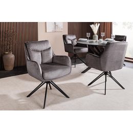 Riess Ambiente Drehbarer Stuhl PROMETHEUS graphit grau Vogue Velours Samt Taschenfederkern Metall Polsterstuhl Riess-Ambiente Esszimmerstuhl K&uuml;chenstuhl Industrie...