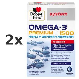 Queisser 2x Doppelherz Omega-3 Premium 1500 system Kapseln Set 120 St