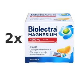 HERMES Arzneimittel 2x Biolectra Magnesium 400 mg ultra Direct Orange Set 60 St