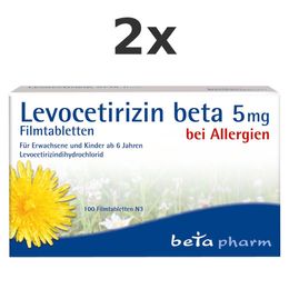 betapharm 2x Levocetirizin beta 5 mg Filmtabletten 100 St