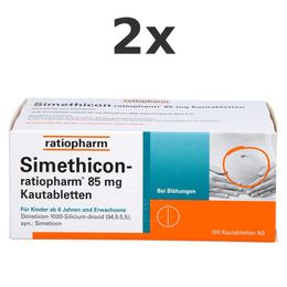 2x SIMETHICON-ratiopharm 85 mg Kautabletten Set 100 St