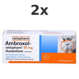 2x AMBROXOL-ratiopharm 60 mg Hustenl&ouml;ser Tabletten 20 St