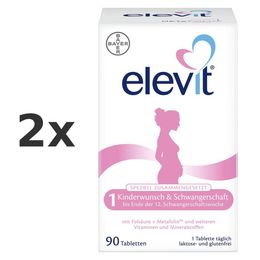 BAYER 2x Elevit 1 Kinderwunsch & Schwangerschaft Tabletten Set 90 St