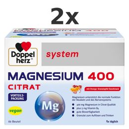 Queisser 2x Doppelherz Magnesium 400 Citrat system Granulat Set 60 St