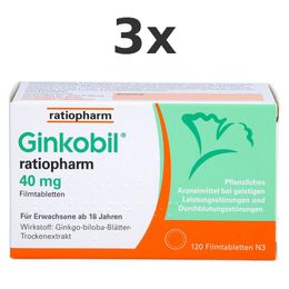 3x GINKOBIL-ratiopharm 40 mg Filmtabletten 120 St