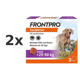 2x Frontpro Kautabletten Hund 25-50 kg 6 St gegen Zecken und Fl&ouml;he 3 St