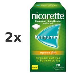 2x Nicorette Kaugummi 4 mg freshfruit 105 St