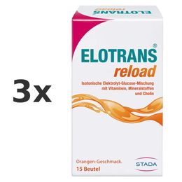 STADA 3x Elotrans reload Elektrolyt-Pulver mit Vitaminen 15 St