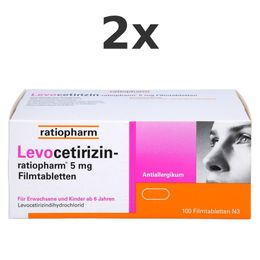 2x LEVOCETIRIZIN-ratiopharm 5 mg Filmtabletten Set 100 St