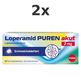 2x Loperamid Puren akut 2 mg Schmelztabletten 12 St