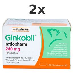 2x GINKOBIL-ratiopharm 240 mg Filmtabletten 120 St