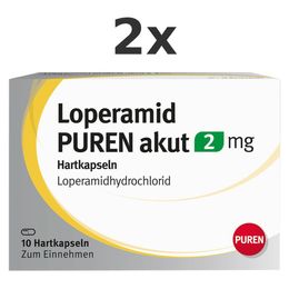 2x Loperamid Puren akut 2 mg Hartkapseln 10 St