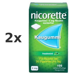 2x Nicorette Kaugummi 2 mg freshmint 105 St