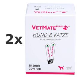 2x Vetmate Plus Blutzuckerteststreifen Hund+Katze Set 25 St