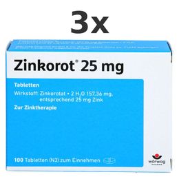 W&Ouml;RWAG PHARMA 3x Zinkorot 25 mg Tabletten 100 St