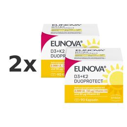 STADA 2x Eunova DuoProtect D3+K2 2000 I.E./80 ?g Kaps.Kombi Set 180 St