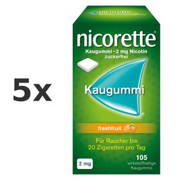 5x Nicorette Kaugummi 2 mg freshfruit 105 St