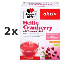 Queisser 2x Doppelherz hei&szlig;e Cranberry m.Vit.C+Zink Granulat 10 St