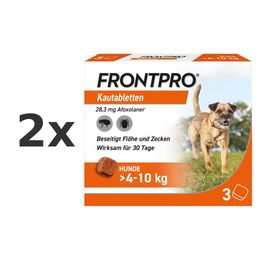 2x Frontpro Kautabletten Hund 4-10 kg 6 St gegen Zecken und Fl&ouml;he 3 St