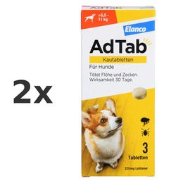 2x Adtab 225 mg Kautabletten f&uuml;r Hunde >5,5-11 kg 3 St