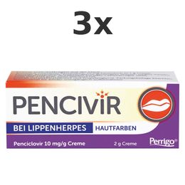 3x Pencivir bei Lippenherpes Creme hautfarben 1% 2 g