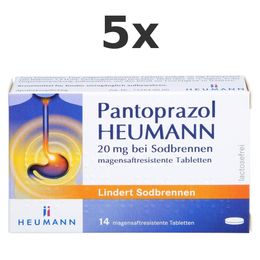 5x Pantoprazol Heumann 20 mg b.Sodbrennen msr.Tabl. 14 St