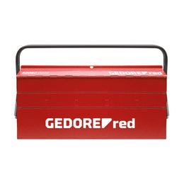 Gedore RED Werkzeugkasten, 5 F&auml;cher, gro&szlig;, leer, Ma&szlig;e (LxBxH): 260x535x210 mm, rot, Stahlblech, Sortierbox, R20600073 (3301658)