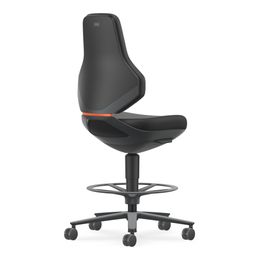 bimos Industrie- und Laborstuhl Texon Sitz-Stopp-Rollen Fu&szlig;ring 570-810mm Skintec schwarz (9175-4000)