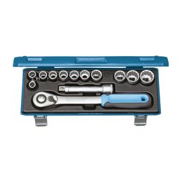 Gedore Steckschl&uuml;sselsatz, Set 13tlg, 6-/12-kant, 1/2 Zoll, 10-24mm, Werkzeug, Knarre Umschalthebel, f&uuml;r KFZ, D19 KMU-20 (2545829)
