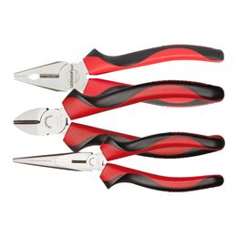 Gedore RED Zangen-Satz, Werkzeug-Set mit Kombinationszange/Seitenschneider/Flachrundzange, R28002003 (3301155)