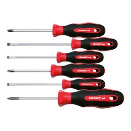 Gedore RED Schraubendreher-Set 6-teilig, Schraubenzieher-Satz Schlitz/Kreuzschlitz, 2-Komponenten-Griff, Werkzeug, R38002006 (3301270)