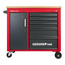 Gedore RED Wks.Wagen MECHANIC+ 6Schubl. 988x431x935 aus Stahlblech mit Zentralverriegelung und Rollen f&uuml;r die Aufbewahrung und den Transport von Werkzeugen, Farbe: schwarz - GWW6SR988x431x935GRED3301818)
