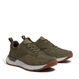 Sneaker Timberland "Voyager Park LOW LACE UP SNEAKER", Herren, Gr. 42, gr&uuml;n (dk gr&uuml;n mesh), Leder, Textil, Schuhe Sneaker