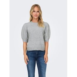 Strickpullover Only "ONLRICA LIFE 2/4 PULLOVER KNT NOOS", Damen, Gr. S, grau (light grau melange), Strick, Obermaterial: 93% Polyester, 4% Nylon, 3% Elasthan, unifarben, regular fit h&uuml;ftlang, Rundhals, Rippb&uuml;ndchen, Pullover Strickpullover, Materialmix