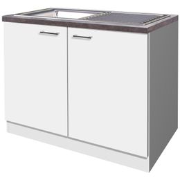 Sp&uuml;lenschrank Flex-Well "Lucca", wei&szlig; (wei&szlig; matt, caledonia), B:100cm H:85cm T:57cm, Holzwerkstoff, Schr&auml;nke, Sp&uuml;lenschrank, (B x H x T) 100 x 85 x 60 cm, inkl. Einbausp&uuml;le
