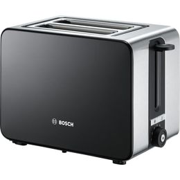 Bosch Toaster "ComfortLine TAT7203, integrierter Edelstahl-Br&ouml;tchenaufsatz", grau (schwarz, edelstahlfarben), B:15,5cm H:18,4cm T:29,2cm, Toaster, Abschaltautomatik, Auftaufunktion, Edelstahl/schwarz
