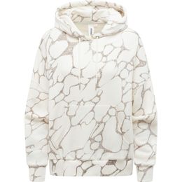 Kapuzenpullover Ragwear "Pirita Print", Damen, Gr. L (40), elfenbeinfarben, Material: 70% Baumwolle, 30% Polyester, oversize h&uuml;ftbedeckend, hoch geschlossener Ausschnitt, &Auml;rmel ohne &Auml;rmelschlitz Rippb&uuml;ndchen, Pullover Kapuzenpullover, Hoodie mit verstellbarer Kapuze