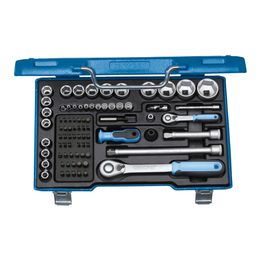 Gedore Steckschl&uuml;sselsatz, Set 81-teilig, 1/4 + 1/2 Zoll, Werkzeug, N&uuml;sse Knarre Bits, f&uuml;r KFZ, 19 V20 U20, Blau (1550691)