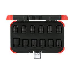 Gedore RED Schlagschrauber-Steckschl&uuml;ssel-Satz, Set 12-tlg, 1/2", 6-kant Nuss, SW 10-24 mm, f&uuml;r KFZ/Auto, R63003012 (3300574)
