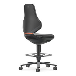 bimos Industrie- und Laborstuhl Texon Sitz-Stopp-Rollen Fu&szlig;ring 570-810 mm Kunstleder schwarz (9175-MG01)