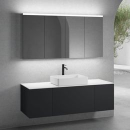 neoro n50 M&ouml;belanlage B: 160 cm mit 3 Ausz&uuml;gen, Waschtisch B: 58 cm wei&szlig; matt, mit Spiegelschrank,, BN0065WM+BN0432BM+2#BN0430BM+BN0405WH+2#BN0473MI,