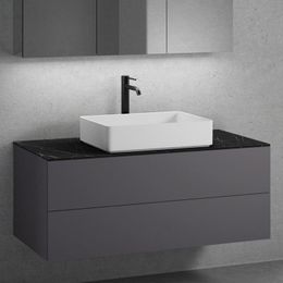 neoro n50 Unterschrank B: 120 cm mit 2 Ausz&uuml;gen, Waschtisch B: 58 cm wei&szlig; matt,, BN0065WM+BN0424GR+BN0404C2,