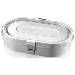 Lunchbox Gefu "COMPANION", silber (schwarz, silber), B:13cm H:6cm L:20cm, Edelstahl 18/10, Kunststoff, Silikon, Lebensmittelaufbewahrungsbeh&auml;lter, Lunchbox, Bentobox-System: &Auml;u&szlig;ere Dose 700 ml, Innendose 170 ml