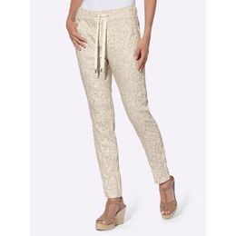 Heine Witt Damen Druckhose in schmaler Beinform, champagner-beige-bedruckt, Gr&ouml;&szlig;e 46