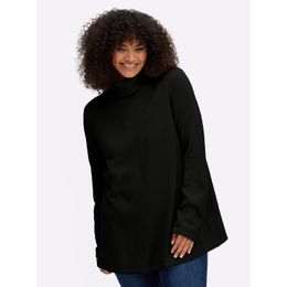 sheego Damen Rollkragenpullover in A-Linie, schwarz, Gr&ouml;&szlig;e 40/42