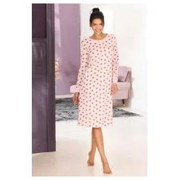 Nachthemd Vivance DREAMS, Damen, Gr. 32/34, N-Gr, rosa, gemustert, Single Jersey, Obermaterial: 100% Baumwolle, gemustert, Basic, Basic lang, Rundhals, Kleider Nachthemd, mit s&uuml;&szlig;em Herzmuster