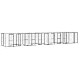 vidaXL Outdoor-Hundezwinger Stahl mit Dach schwarz 12,1 m, 2,2 m, 1,8 m