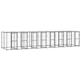 vidaXL Outdoor-Hundezwinger Stahl mit Dach schwarz 8,8 m, 2,2 m, 1,8 m