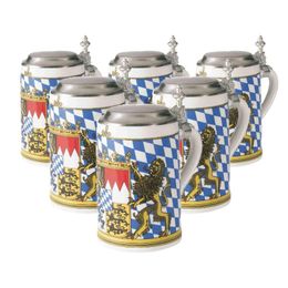 Seltmann Weiden Bierkr&uuml;ge mit Deckel Bayern 0,75 l 6er Set